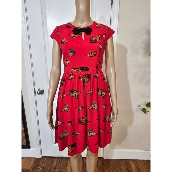 Modcloth | Dresses | Modcloth Tabby Cat Fit And Flare Cute Midi Dress ...